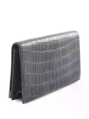 Saint Laurent Croc-embossed Leather Clutch