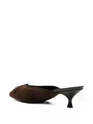 HERBERT LEVINE Faux-fur Heeled Mules With Bow Detail