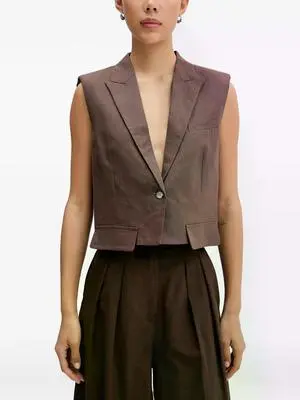 VICOLO Padded-shoulder Notched-lapels Vest - Brown