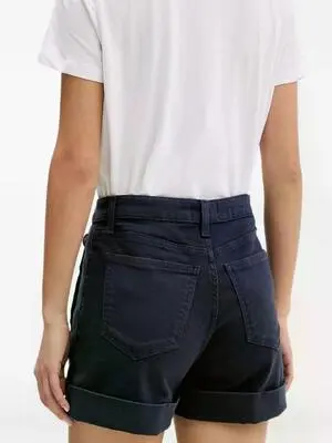 VICOLO Button-embellished Turn-up Denim Shorts - Blue