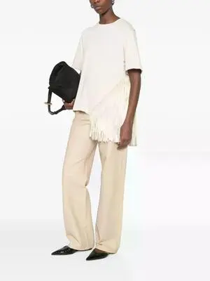 Sportmax Fringe Detail T-shirt - Neutrals