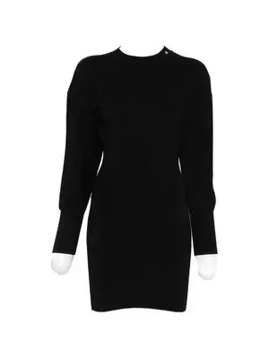 ANINE BING Ribbed-knit Long-sleeve Dress - Black