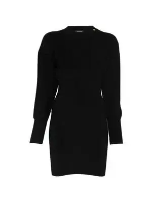 ANINE BING Ribbed Knit Long Sleeve Dress - Black