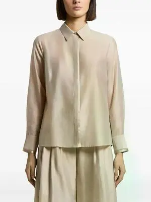 Peserico Beaded-trim Long-sleeved Shirt - Neutrals