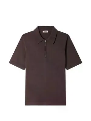 Sandro Zip-up Knit Polo Shirt - Brown