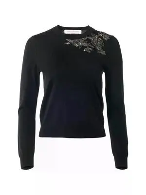 Carolina Herrera Floral-embroidered Sweater - Black