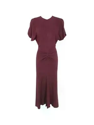 Victoria Beckham Bela Gathered-waist Flared Midi Dress - Red