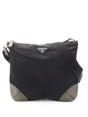 Prada 2000s Tessuto Patent-leather Shoulder Bag - Black