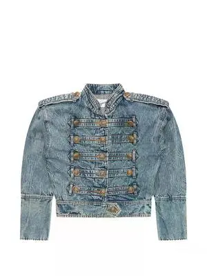 Vaquera Napoleon Cropped Denim Jacket - Blue