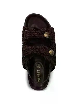 TWINSET Crochet Shell Embellished Slingback Sandals