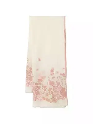 TWINSET Floral-print Frayed Scarf - Neutrals