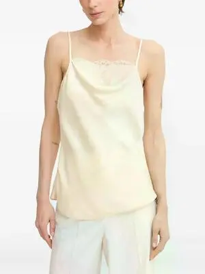 TWINSET Lace Trim Cowl Neck Spaghetti Strap Top