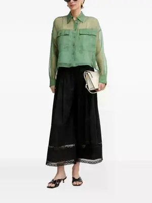 TWINSET Lace-trim Wide-leg Cropped Trousers