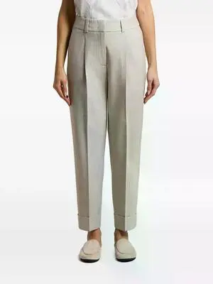 Peserico Pleated Turn-up Trousers - Neutrals