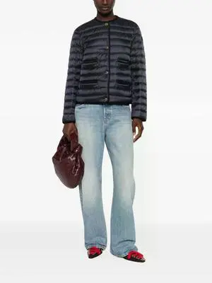 Moncler Circaete Braided Trim Short Down Jacket - Blue