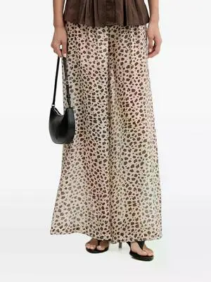 VICOLO Leopard-print Wide-leg Trousers - Neutrals