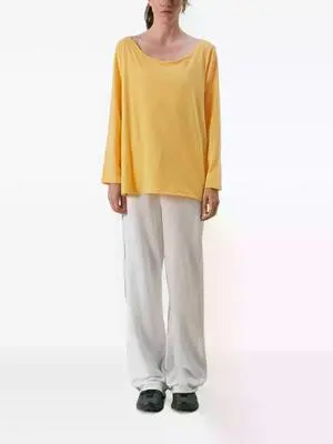 American Vintage Boat-neck Long-sleeve Cotton T-shirt - Yellow