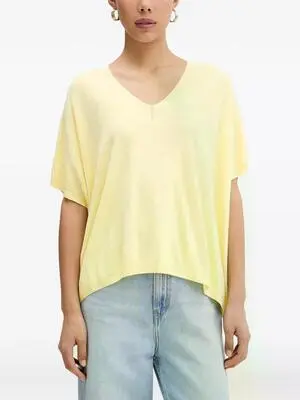 VICOLO Fine-knit V-neck T-shirt - Yellow