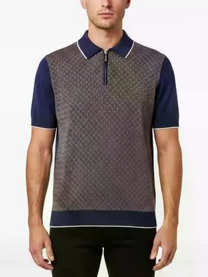 Stefano Ricci Geometric-pattern Quarter-zip Polo Shirt - Blue