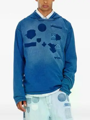 DIESEL® Hooded Long-sleeve T-shirt With Shadow-effect Patches