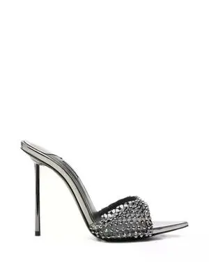 LE SILLA Gilda Crystal-embellished Pointed-toe Heeled Sandals - Silver