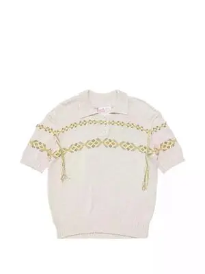 OSCAR OUYANG Fair Isle Short-sleeve Polo Shirt - Neutrals