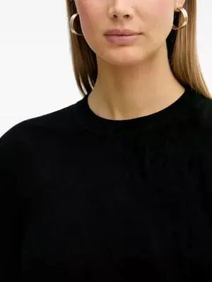VICOLO Ribbed Knit Crew Neck Long Sleeve Top