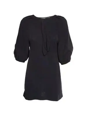 Giambattista Valli Puffed-sleeves Neck-bow Mini Dress - Black
