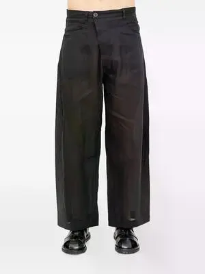 JAN JAN VAN ESSCHE Sheer-twill Oversized Trousers - Black