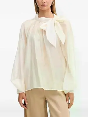 VICOLO Bow-detail Long-sleeve Blouse - Neutrals
