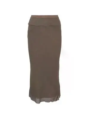 Rick Owens Bias Ribbed-waist Midi Skirt