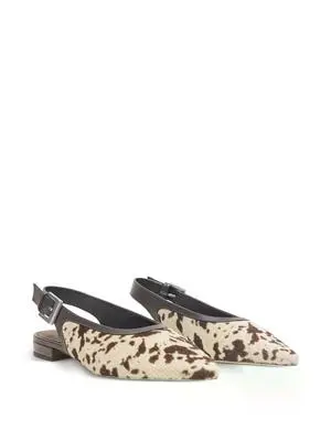 Peserico Cow-print Slingback Pumps - Brown