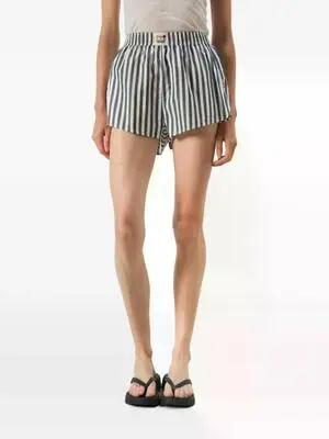 American Vintage Vextown Striped Logo-patch Shorts - Blue