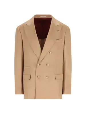 Brunello Cucinelli Double-breasted Peak-lapel Blazer - Neutrals