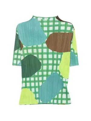 Issey Miyake Short Sleeve High Neck Top - Green