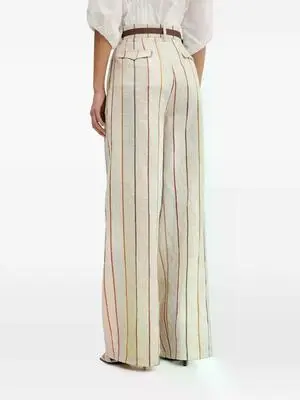 VICOLO Striped Pleated Wide-leg Trousers