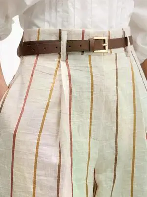 VICOLO Striped Pleated Wide-leg Trousers