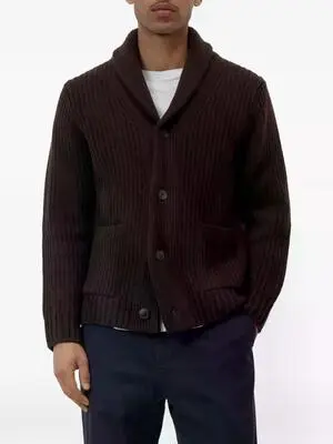 Closed Ribbed Shawl-collar Cardigan