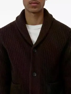 Closed Ribbed Shawl-collar Cardigan