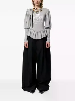 Vaquera Romantic Crest-print Peplum T-shirt