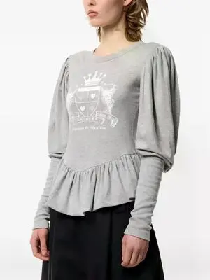 Vaquera Romantic Crest-print Peplum T-shirt