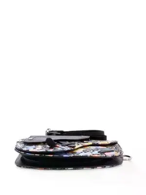 Dior Saddle Messenger Pouch Floral Oblique Canvas Crossbody Bag - Black