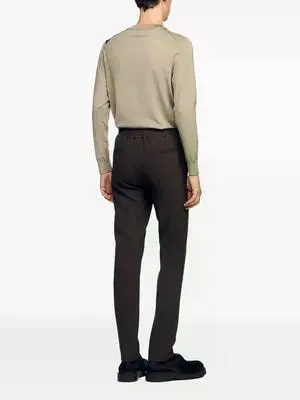 Sandro Monogram Pattern Straight-leg Trousers - Brown