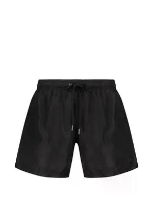 PLEIN SPORT Drawstring-waist Logo-patch Swim Shorts - Black