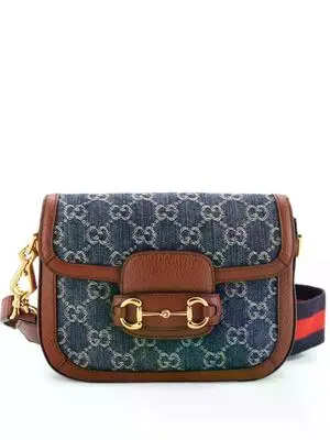 Gucci Horsebit 1955 Gg Denim Mini Shoulder Bag - Blue