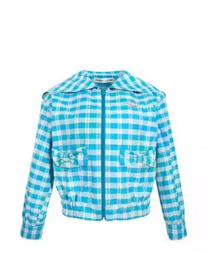 Sandy Liang Farro Gingham Denim Jacket - Blue
