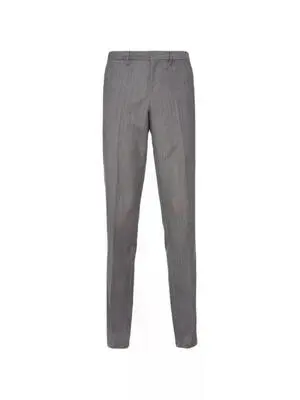 Prada Tailored Trousers With Logo Plaque - Grey