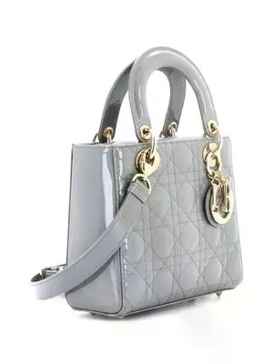 Dior Lady Bag Cannage Quilt Patent Small Satchel - Grey