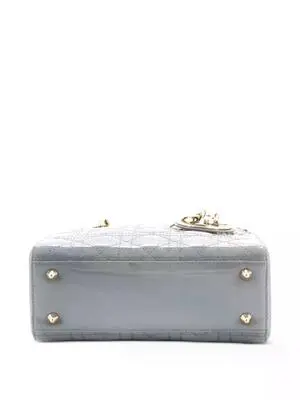 Dior Lady Bag Cannage Quilt Patent Small Satchel - Grey