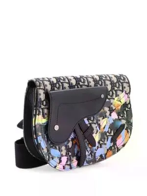 Dior Saddle Messenger Pouch Alex Foxton Floral Oblique Canvas Crossbody Bag - Blue